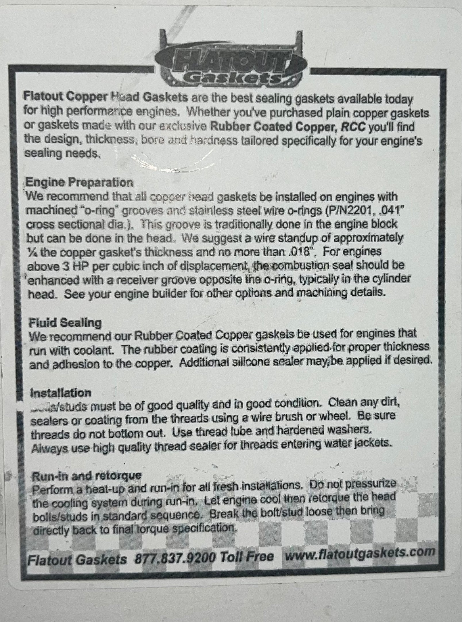 Flatout Gaskets RCC Copper 18mm Cylinder Head Gaskets 9627 ...